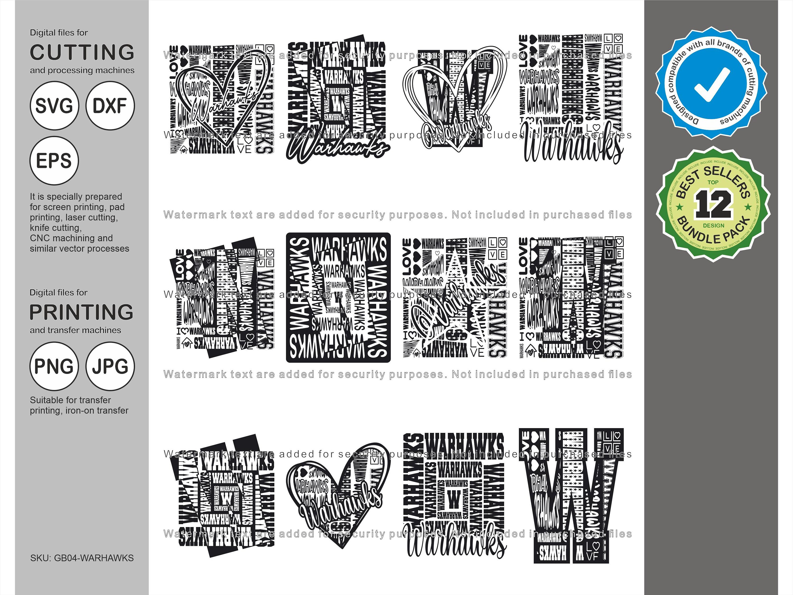 Warhawks Svg, Warhawk 12 Typography Svg Mascot Designs Pack, Warhawks ...