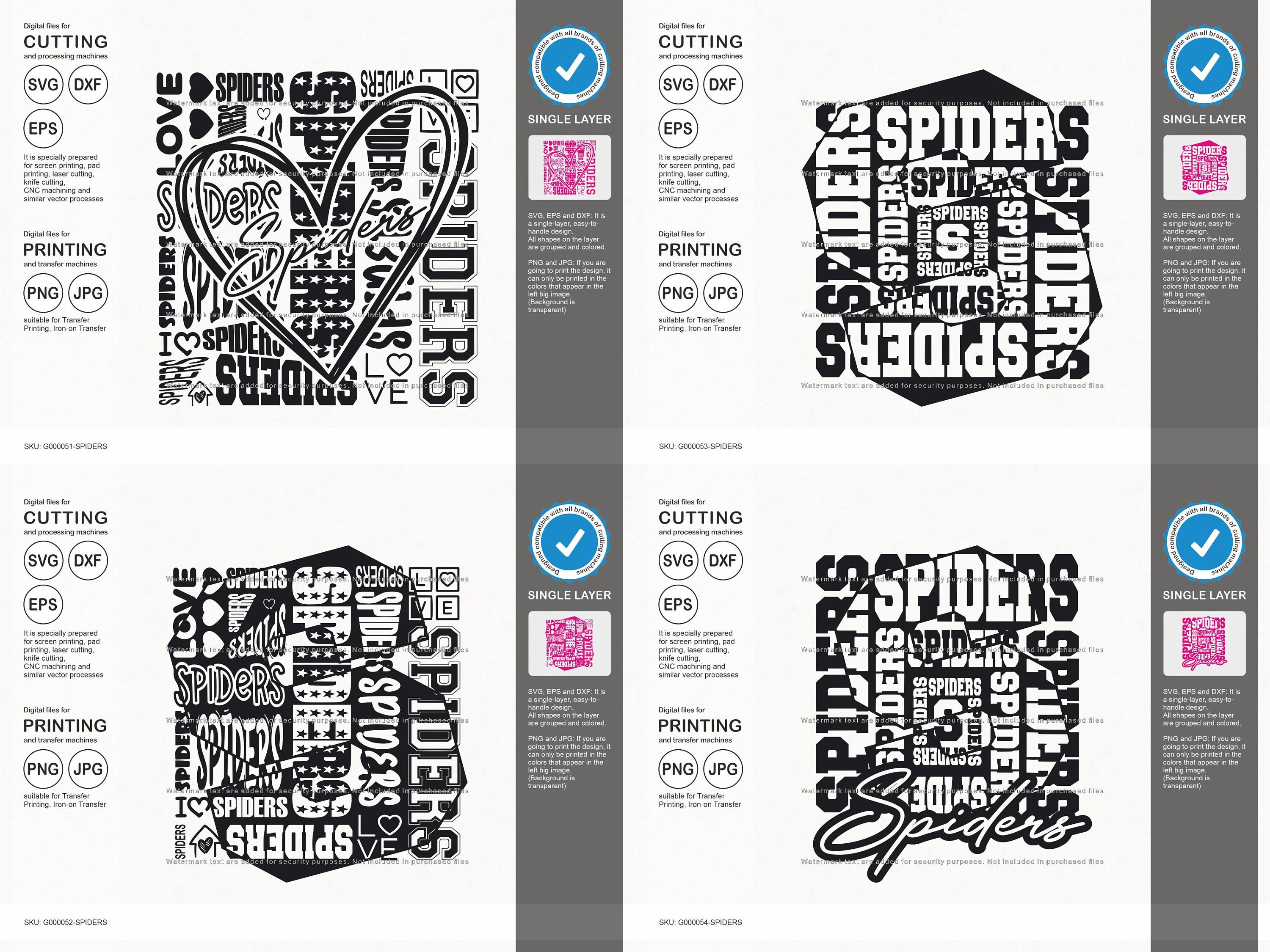 Spiders Svg, Spider 12 Typography Svg Mascot Designs Pack, Spiders ...