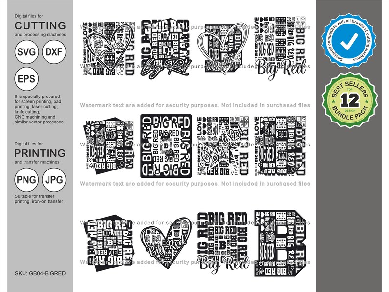 Big Red Svg, Big Red 12 Typography Svg Mascot Designs Pack, Big Red ...