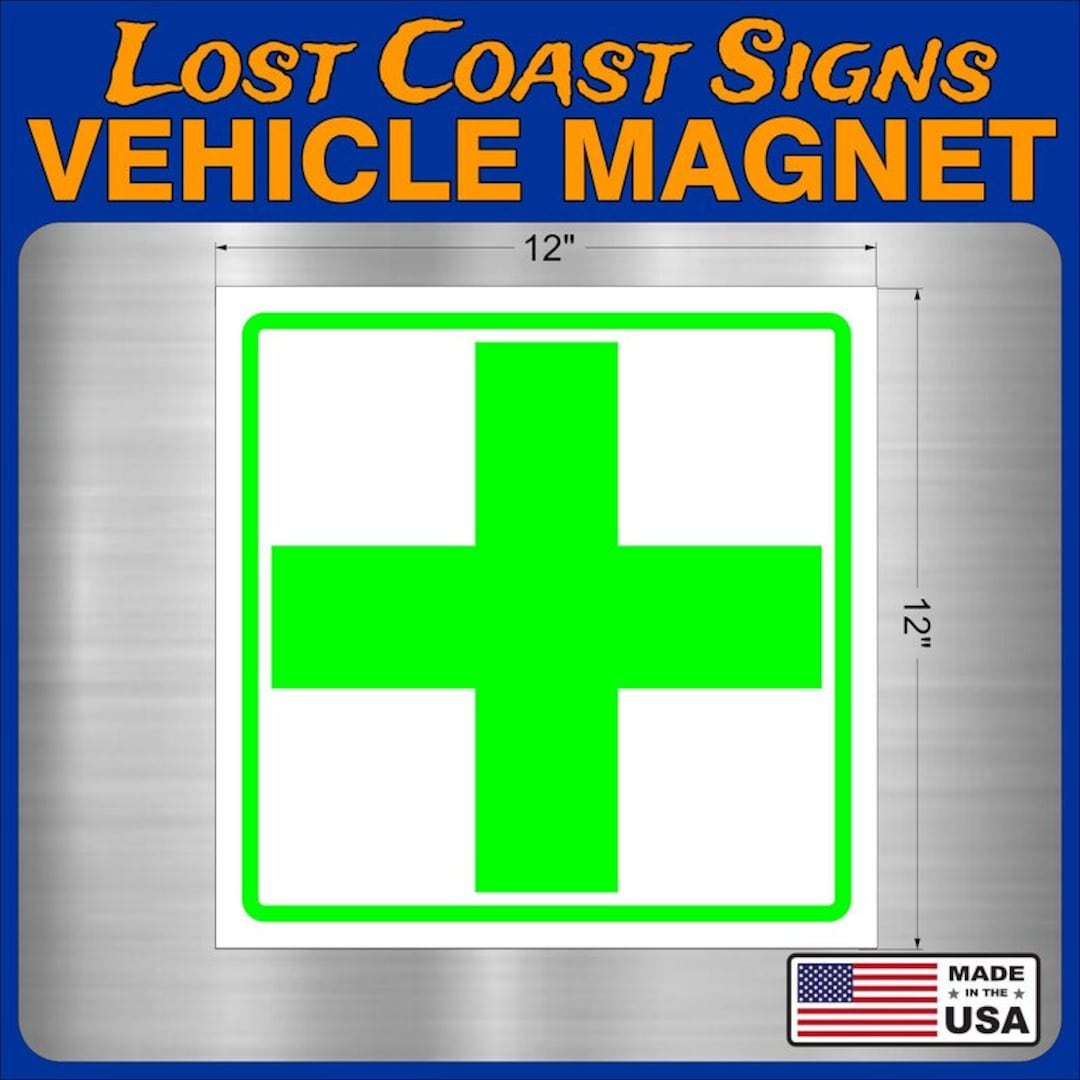 Green Cross Magnet Truck Car Sticker Decal Sign 12" X 12" Set of 2 Qty ...