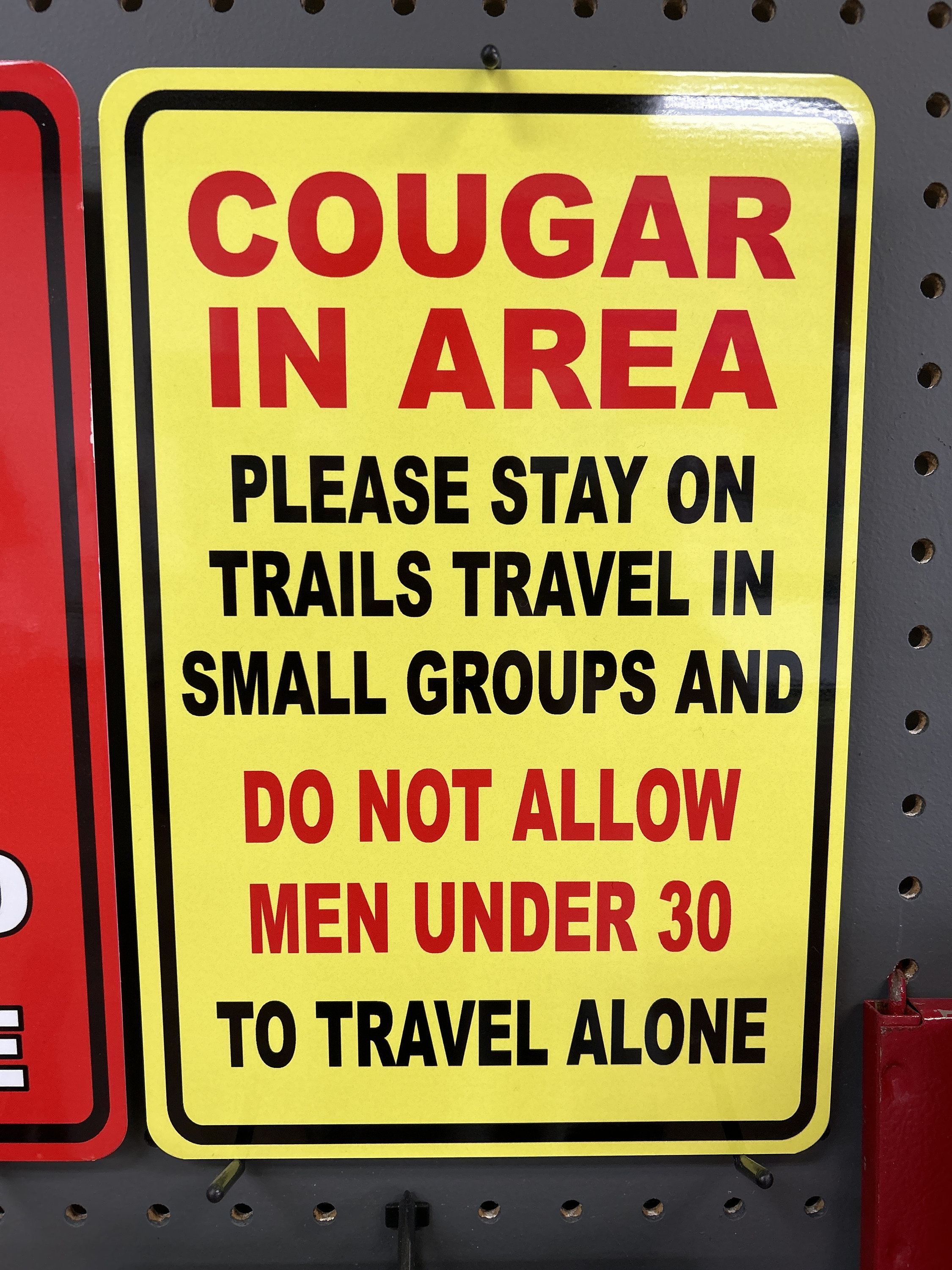 Cougar in Area Sign Wildlife Warning Sign Outdoor Safety Sign Funny ...