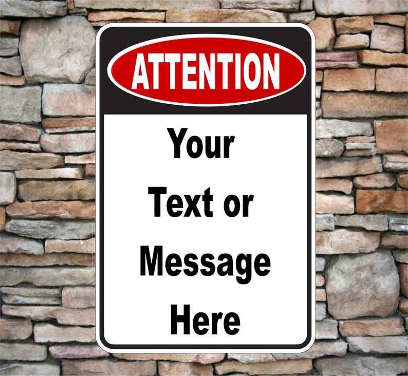 Customized Attention Sign Personalized Aluminum Metal Sign - Etsy