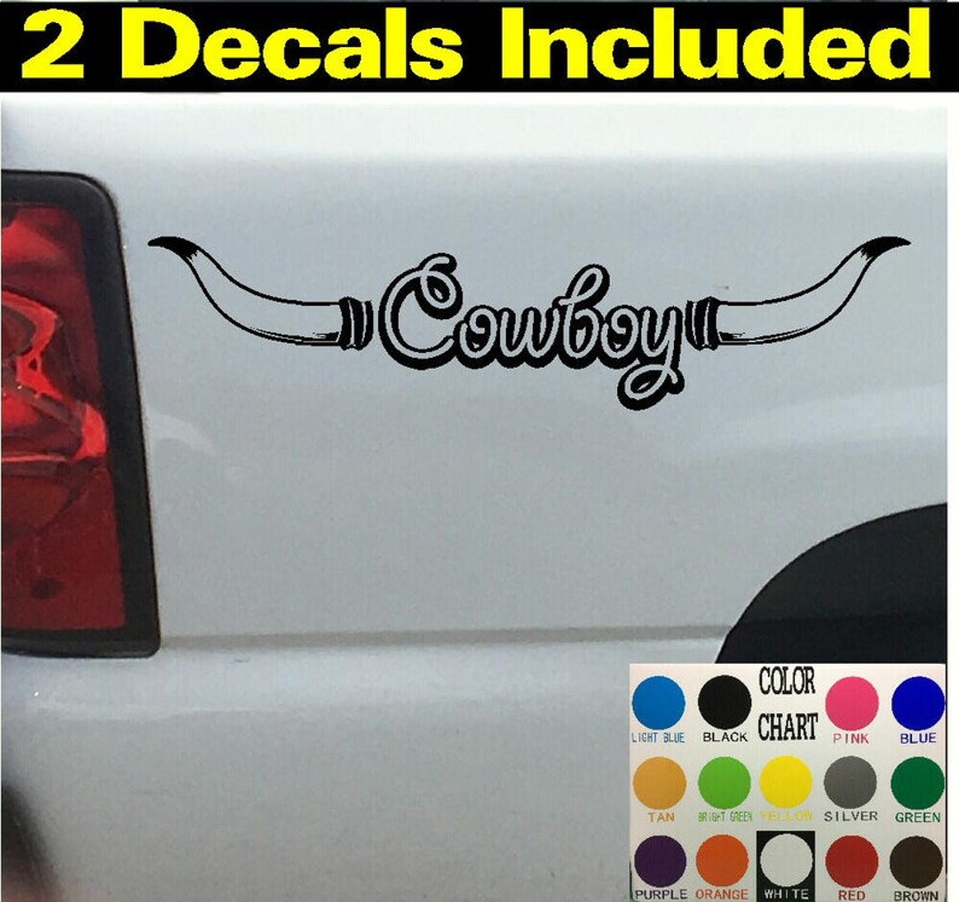 2 Cowboy With Bull Horns Fender | Die Cut Vinyl | Decal Sticker | Visor ...