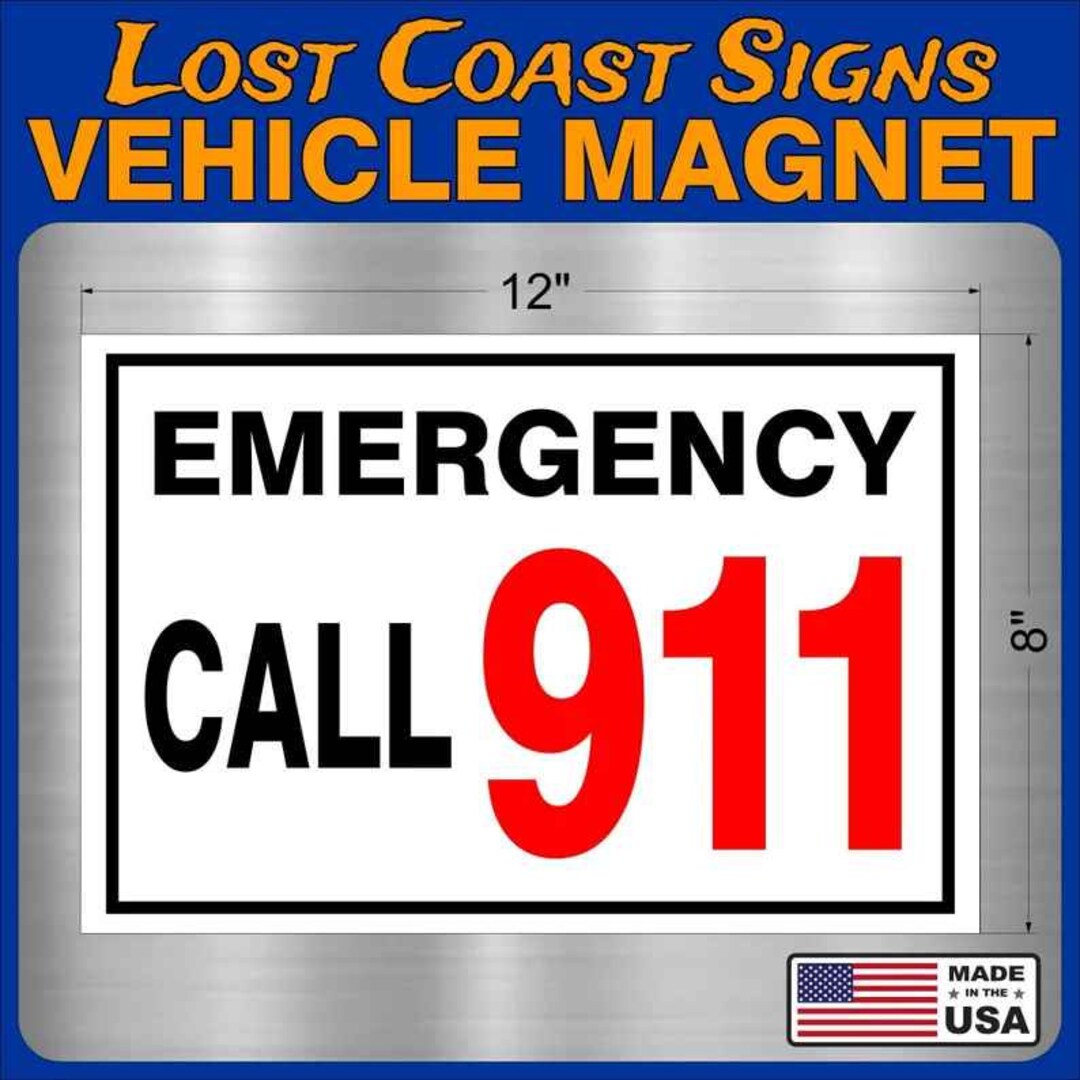 Emergency 911 Magnet Truck Car Sticker Decal Sign 12" X8" - Etsy