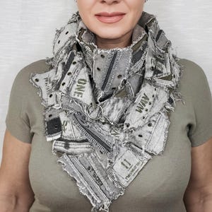 Ripped Denim Avantgarde Scarf: Post-apocalyptic Burning Man Accessory ...