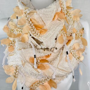 Light Beige Knitted Ripped Scarf, Distressed, Tattered Scarf, Inside ...