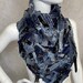 Navy Blue Denim Ripped Damaged Scarf With Leather Elements, Apocalyptic ...