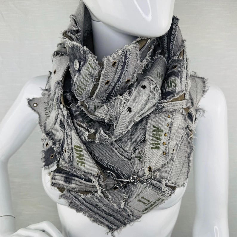 Ripped Denim Avantgarde Scarf: Post-apocalyptic Burning Man Accessory ...