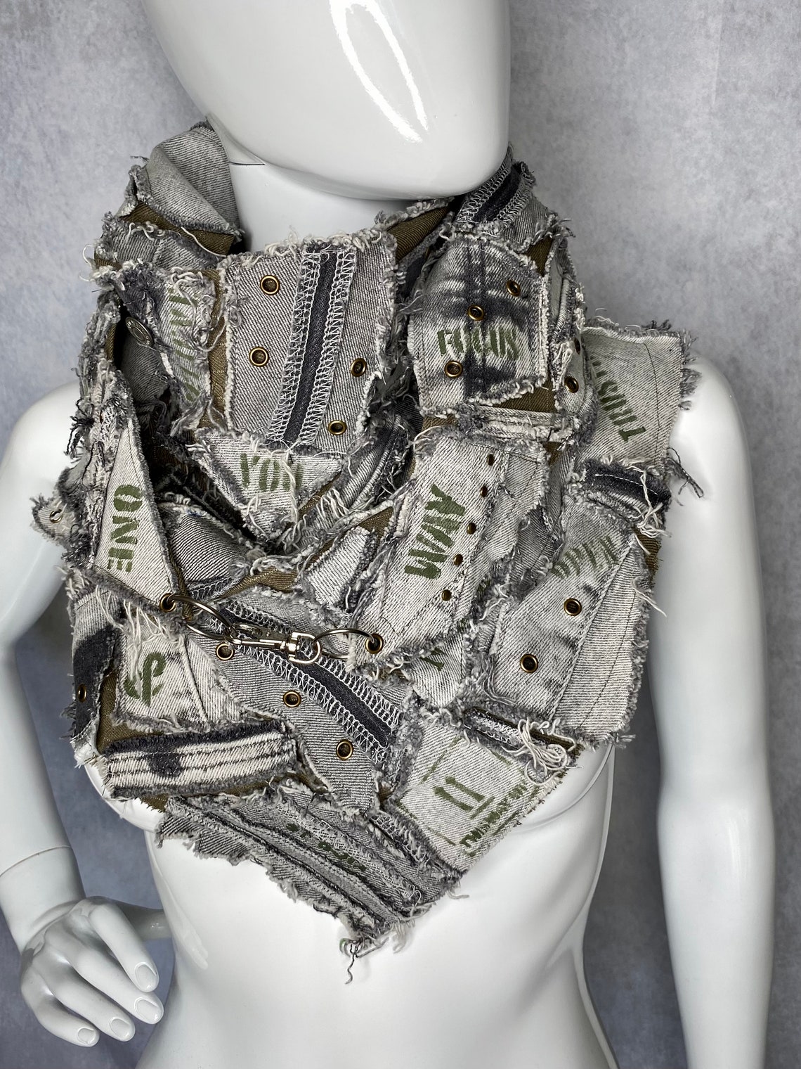 Ripped Denim Avantgarde Scarf: Post-apocalyptic Burning Man Accessory ...