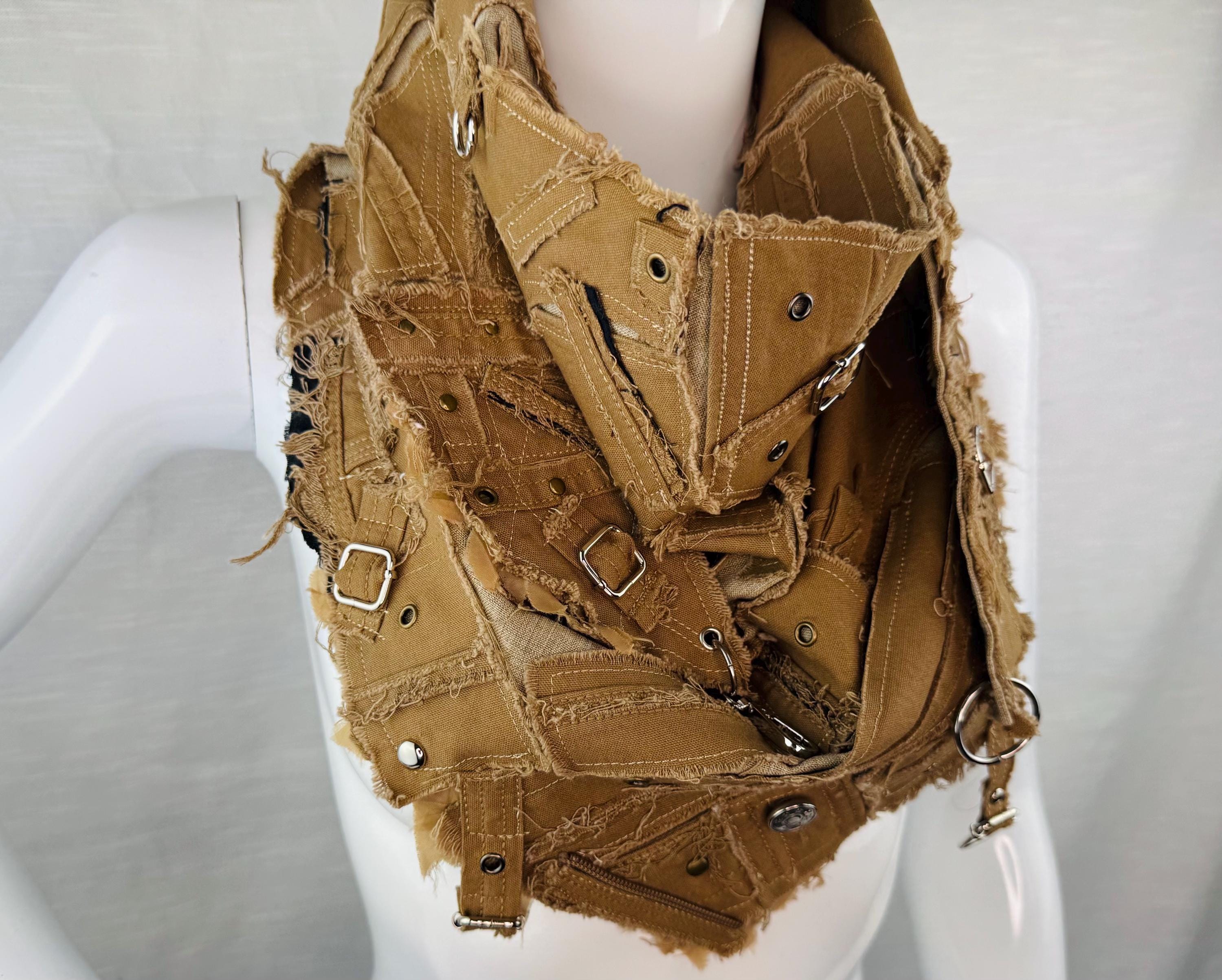 Ocher Distressed Scarf: Reworked Cloth, Burning Man Style - Etsy