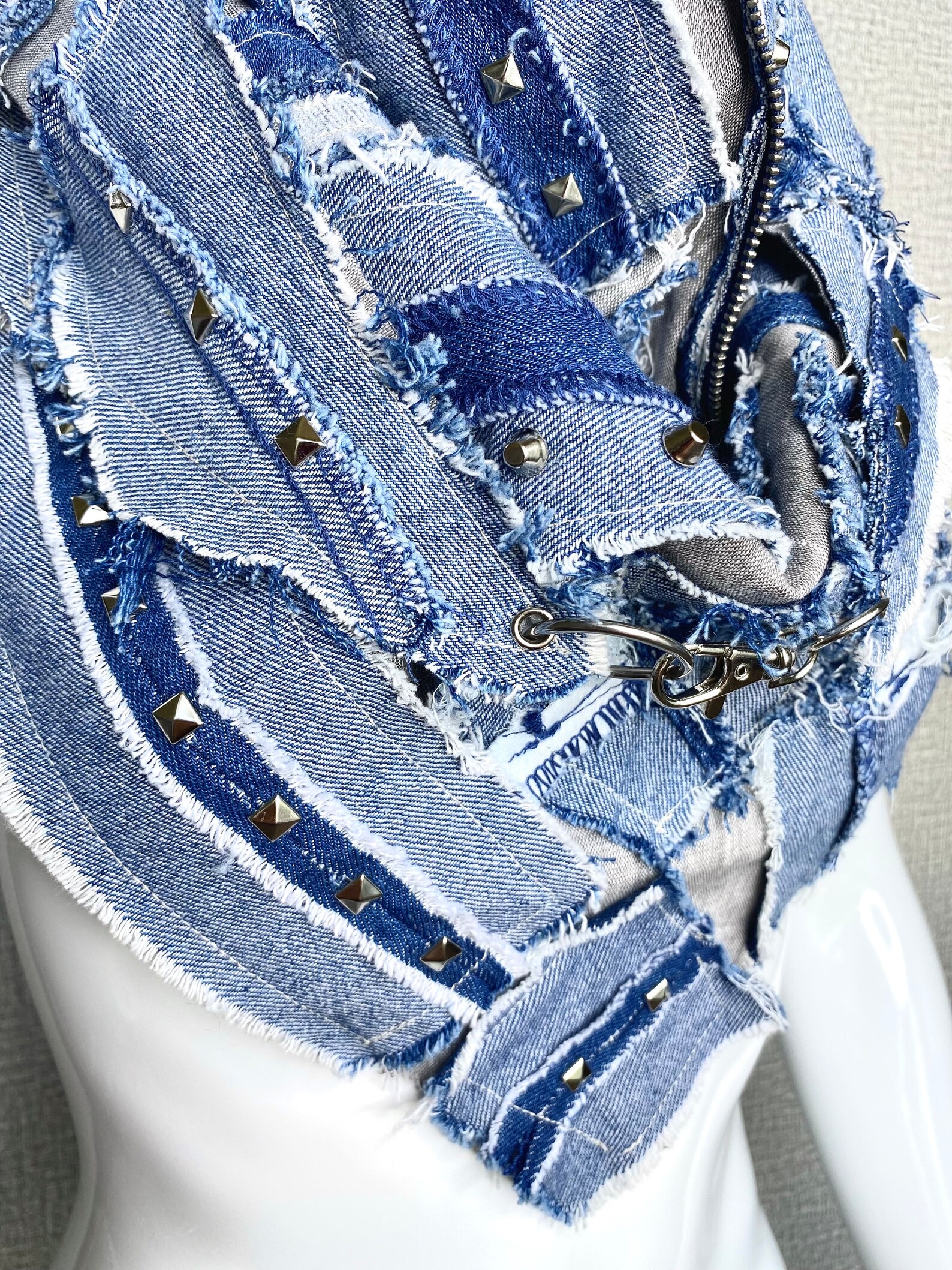 Denim Ripped Blue Scarf, Exclusive Design Scarf, Unisex, Distressed ...