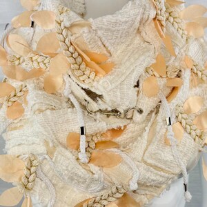 Light Beige Knitted Ripped Scarf, Distressed, Tattered Scarf, Inside ...