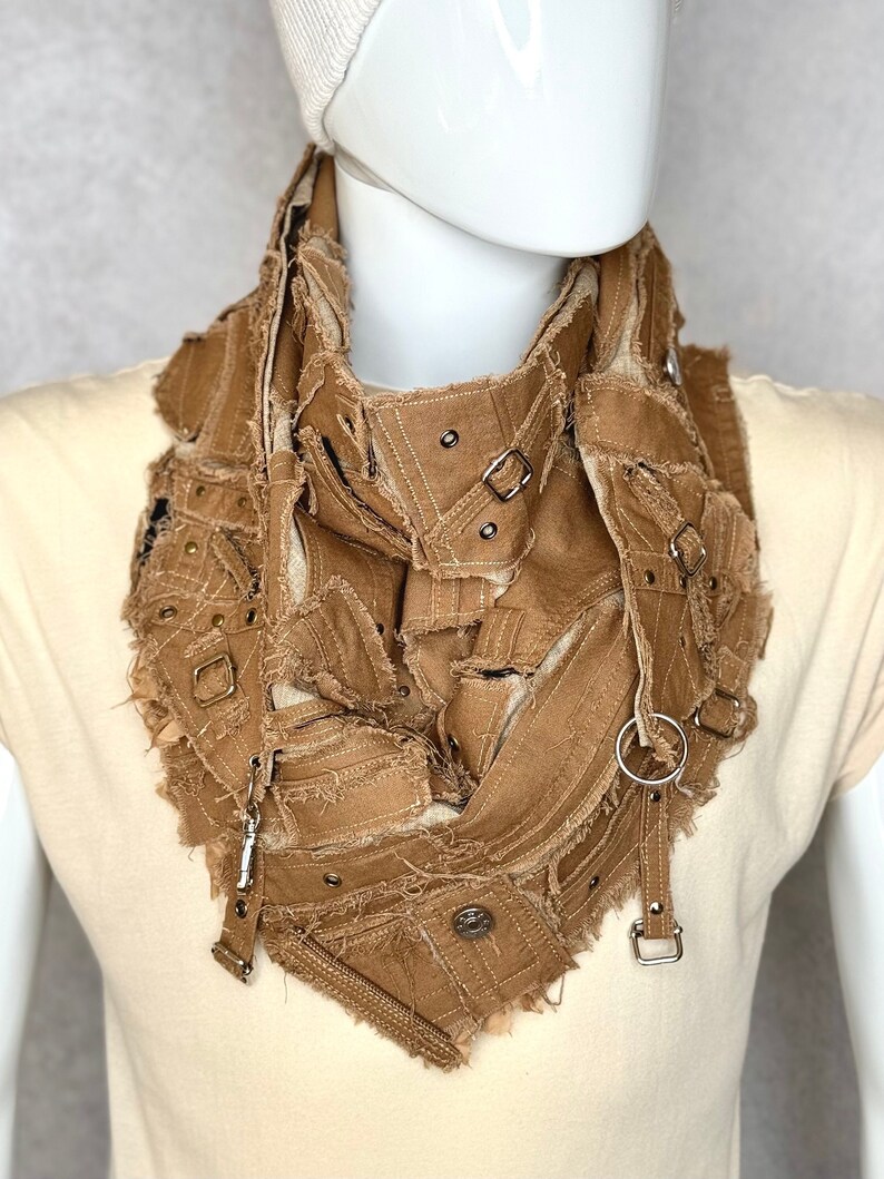 Ocher Distressed Scarf: Reworked Cloth, Burning Man Style - Etsy