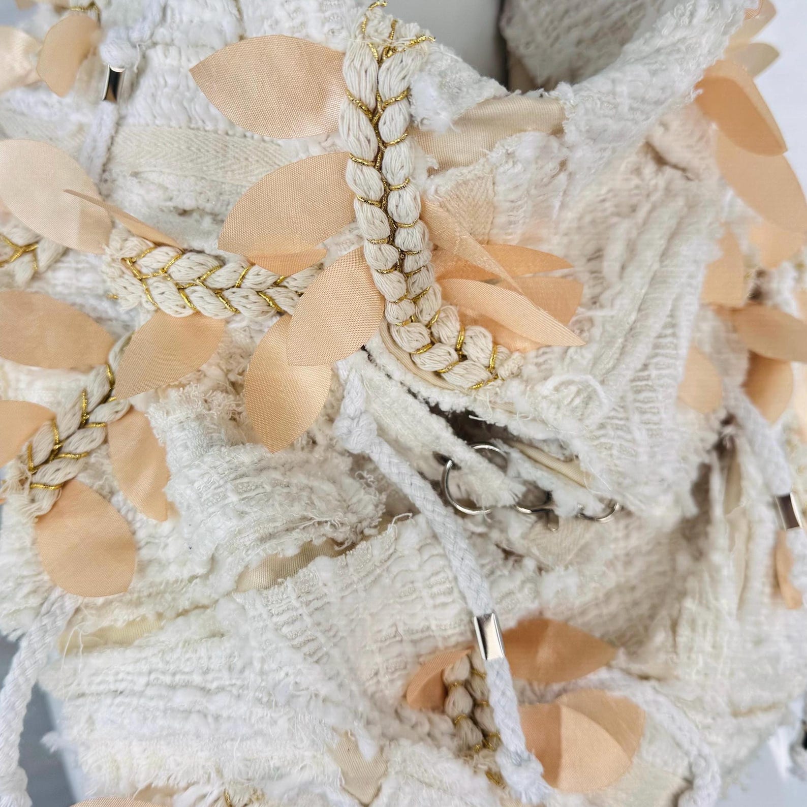 Light Beige Knitted Ripped Scarf, Distressed, Tattered Scarf, Inside ...