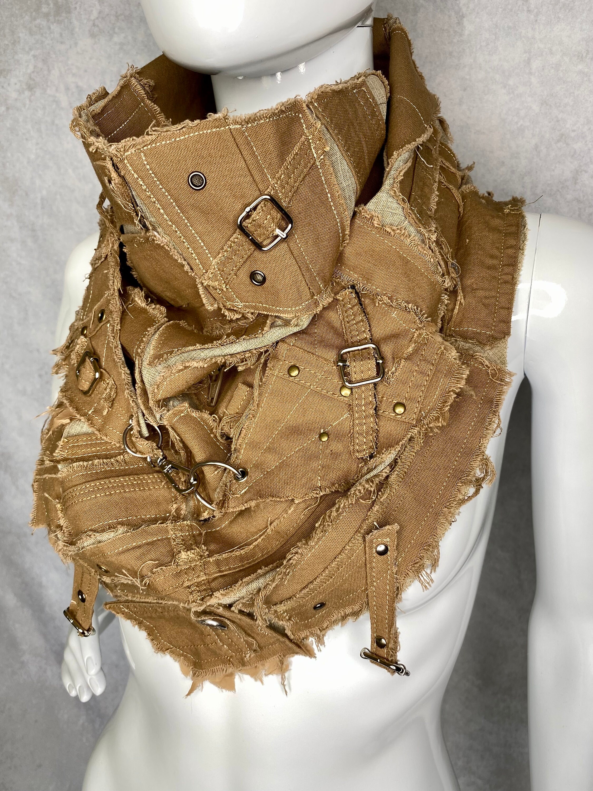 Ocher Distressed Scarf: Reworked Cloth, Burning Man Style - Etsy