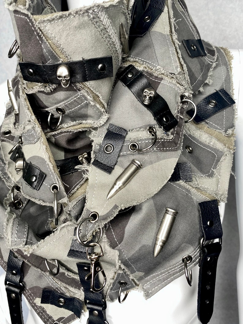 Camouflage Grey Scarf With Skulls, Military Stile, Exclusive Design ...