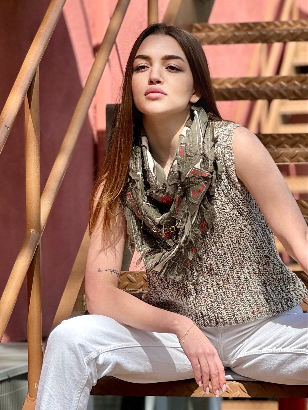 Green Damaged Scarf With Spiders, Exclusive Avantgarde, Unique Ripped ...