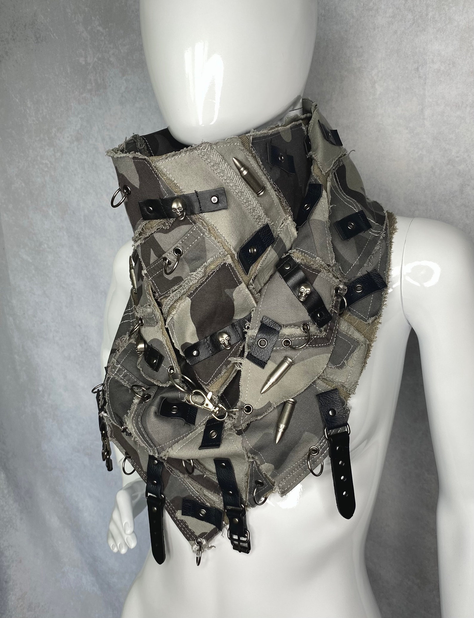 Camouflage Grey Scarf With Skulls, Military Stile, Exclusive Design ...