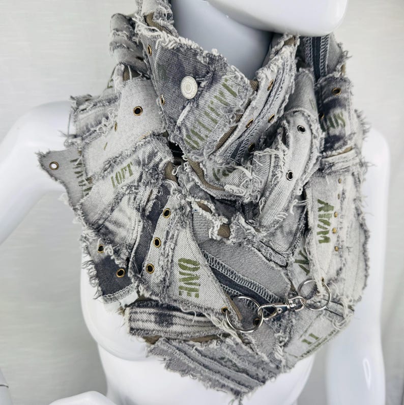 Ripped Denim Avantgarde Scarf: Post-apocalyptic Burning Man Accessory ...