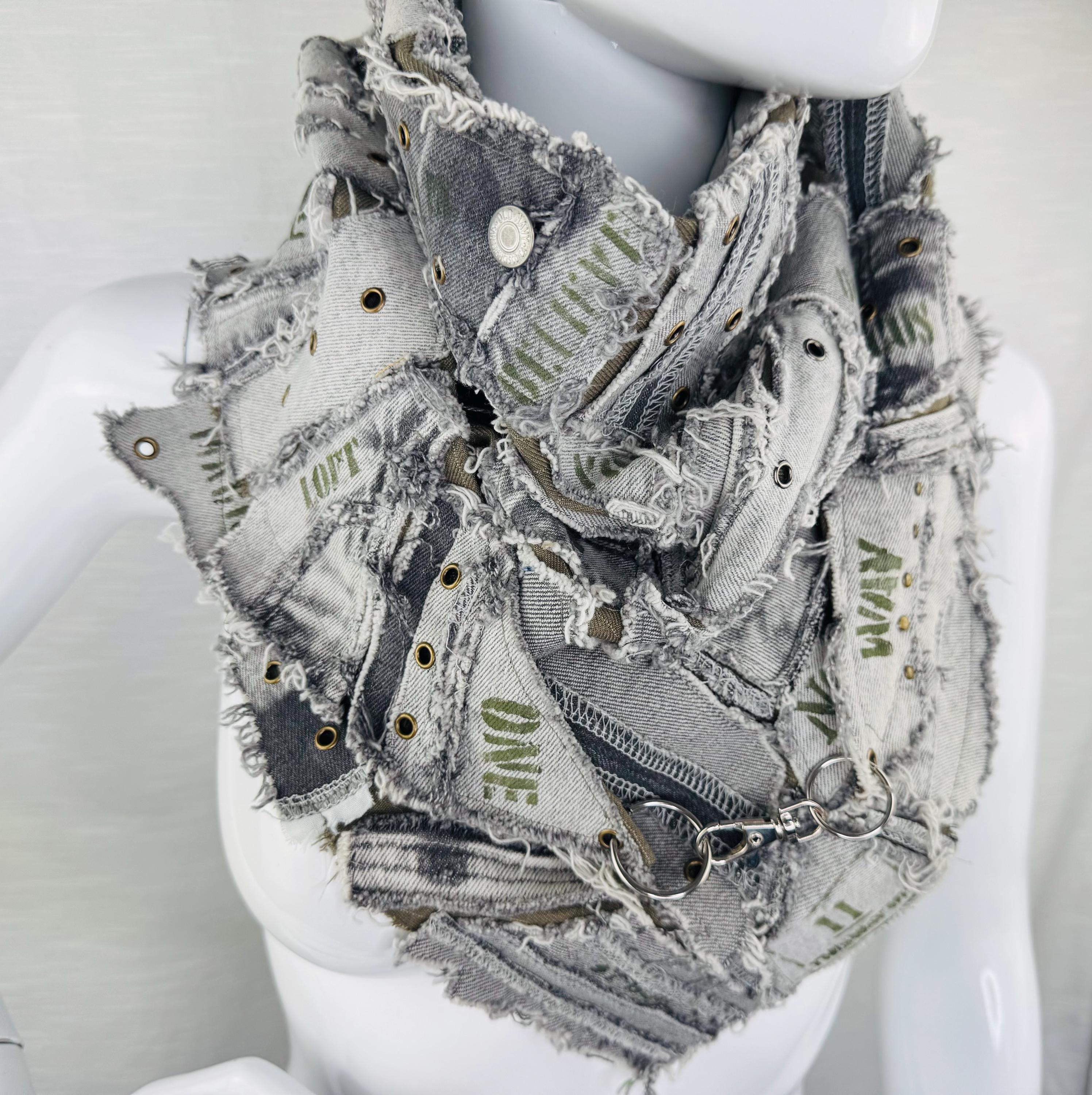 Ripped Denim Avantgarde Scarf: Post-apocalyptic Burning Man Accessory ...