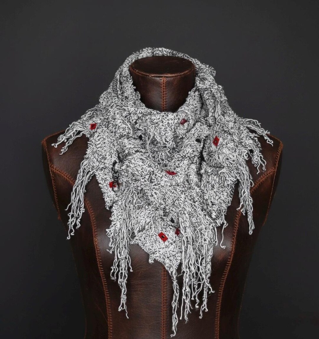 Gray Knitted Ripped Scarf: Avantgarde Unisex Accessory - Etsy