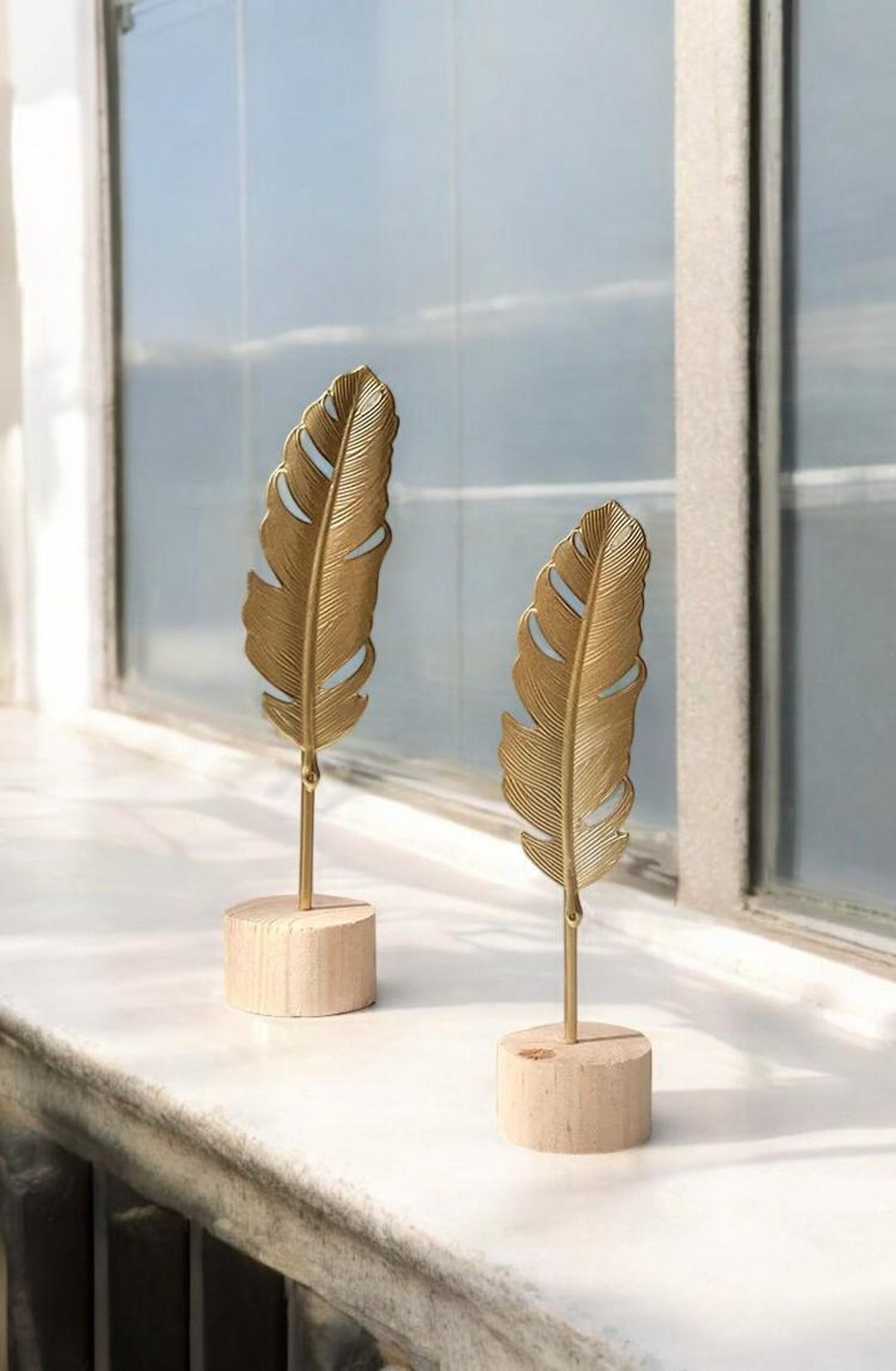Standing Feather Decor | Feather Art | Nature Decor | Home Decor | Gold ...