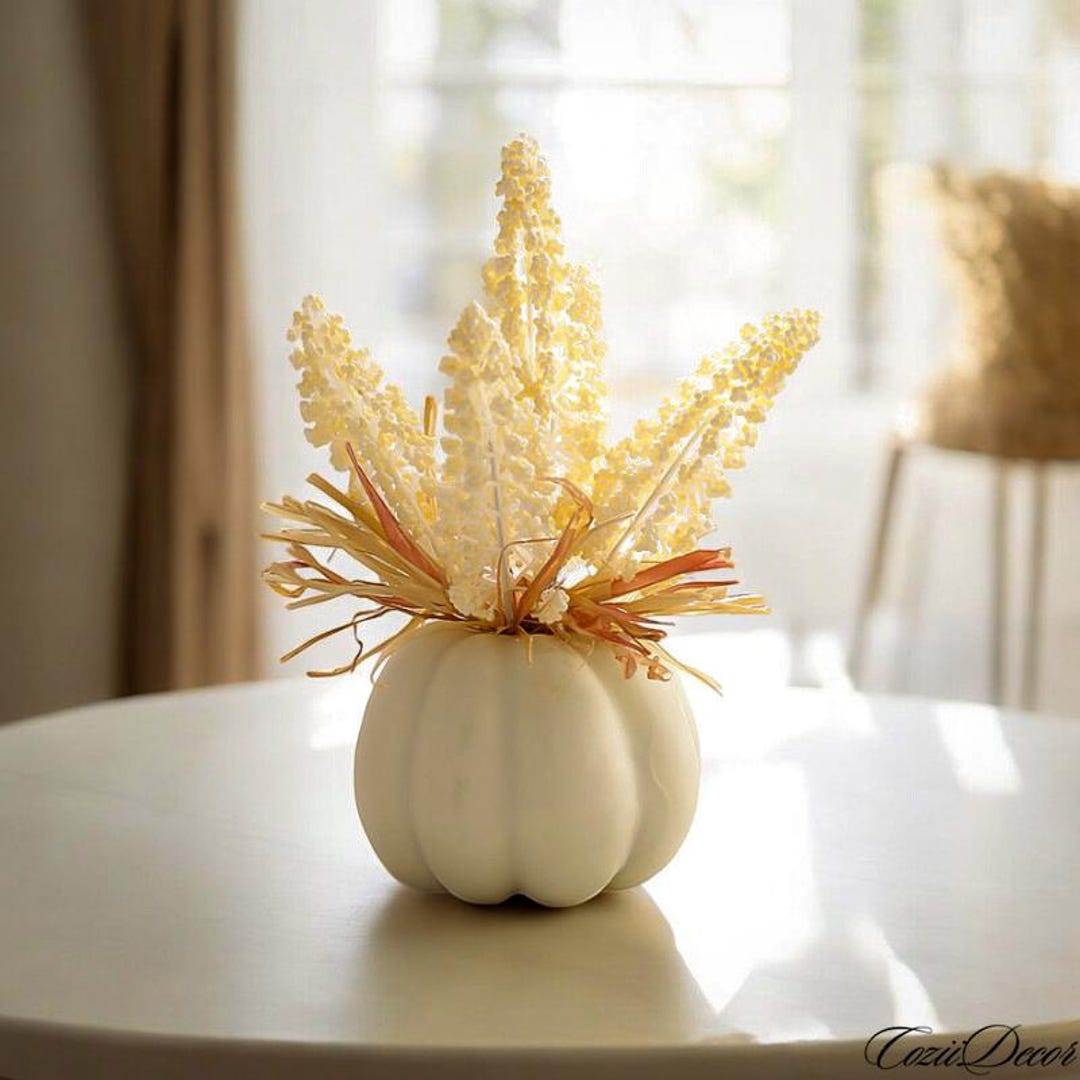 Pumpkin Table Decor | Sun White Pumpkin | Fall Table Centerpiece ...