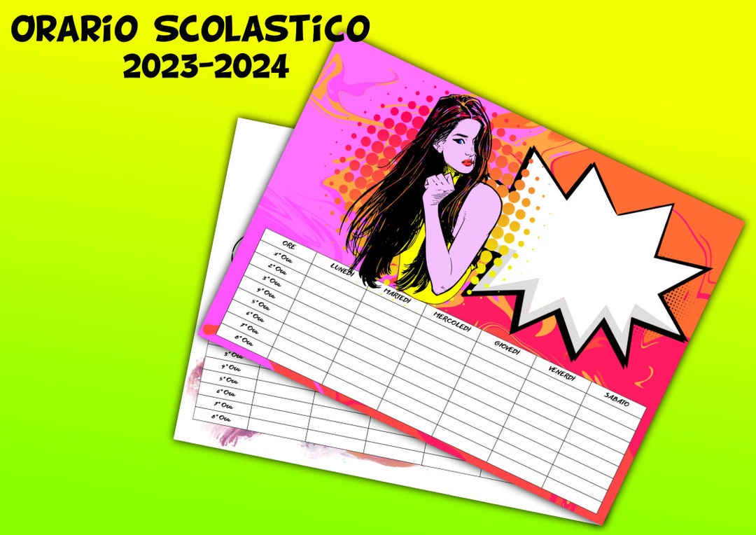 Digital School Timetable 2023-2024 to Print, POP ART - Etsy