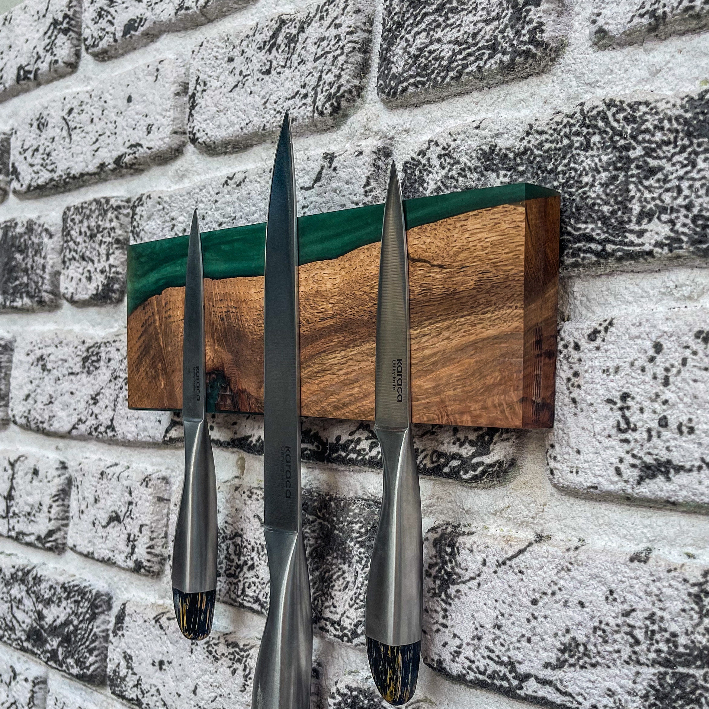 Magnetic Knife Board, Modern Epoxy Wood Knife Holder for Kitchen, Wood ...