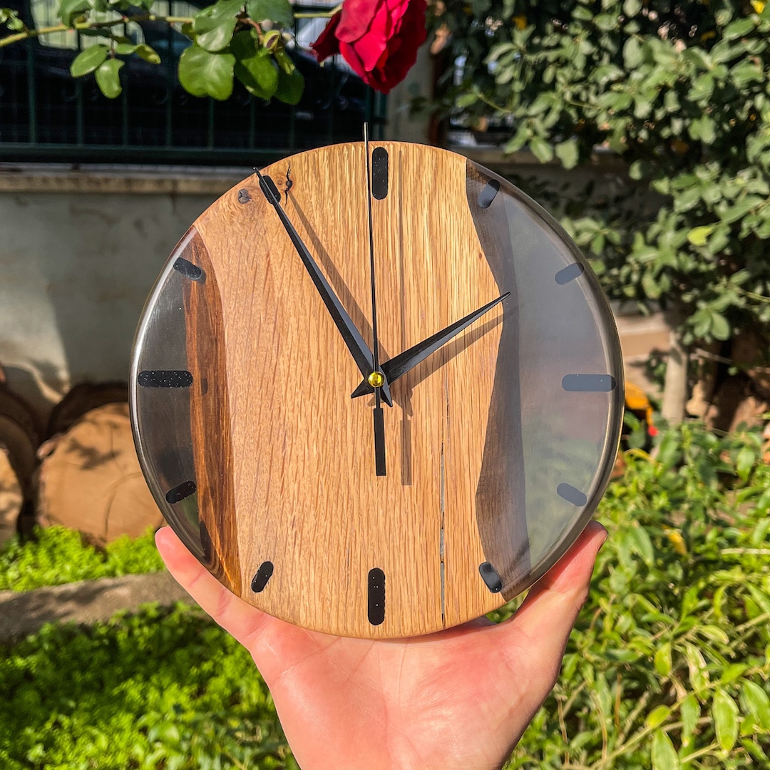 Customizable Resin Wood Wall Clock, Live Edge Clock for Home and Office ...