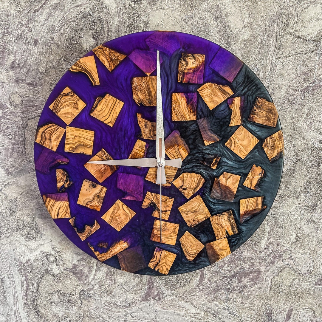 Epoxy Clock, Epoxy Wall Clock, Clock for Wall, Resin Wall Clock, Wooden ...
