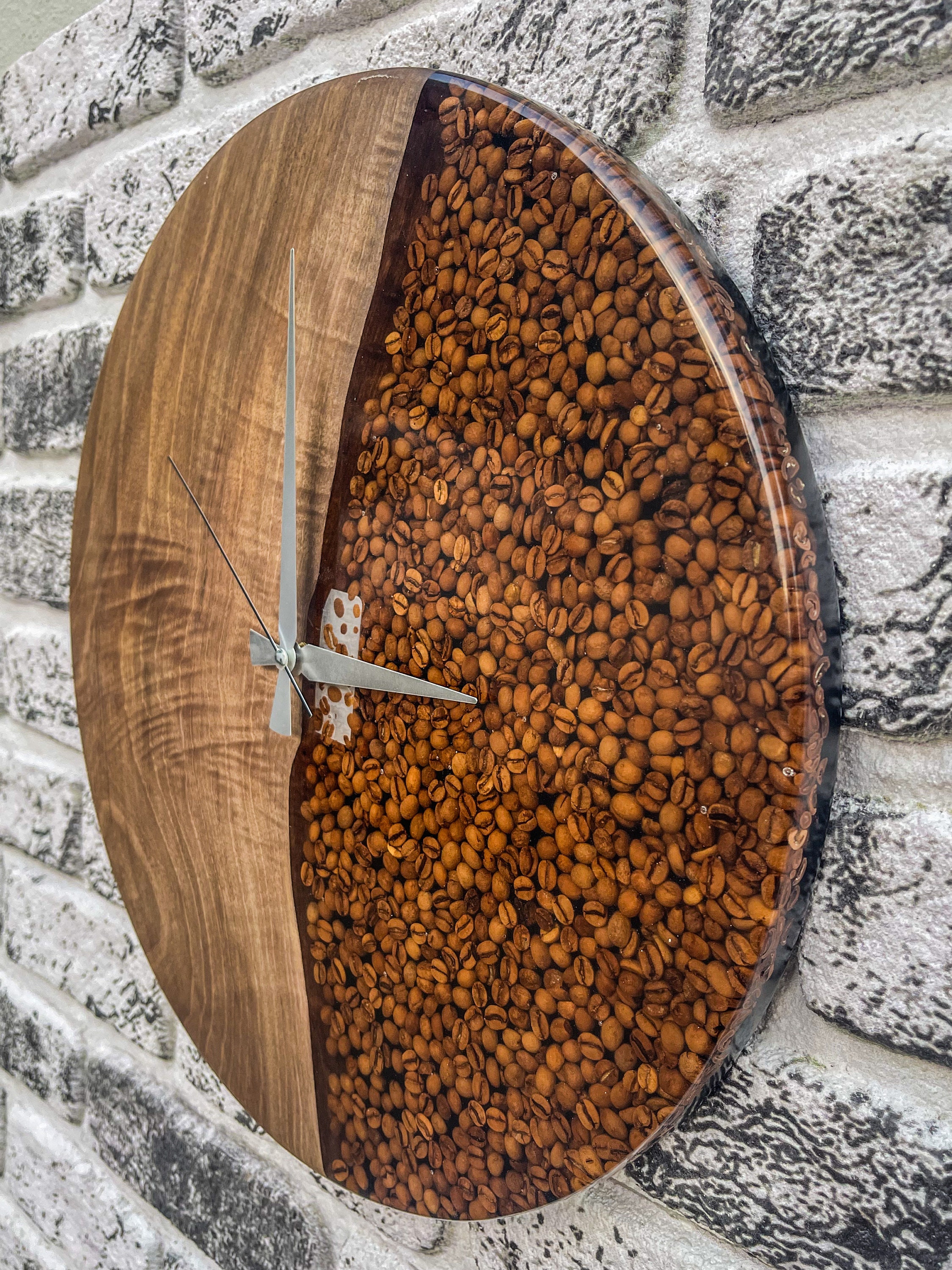 Epoxy Clock Made With Coffee Bean, Epoxy Clock, Resin Clock, Clock for ...