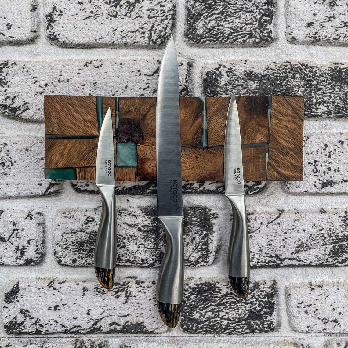 Kitchen Resin Magnetic Knife Holder, Handmade Knife Holder, Wood ...