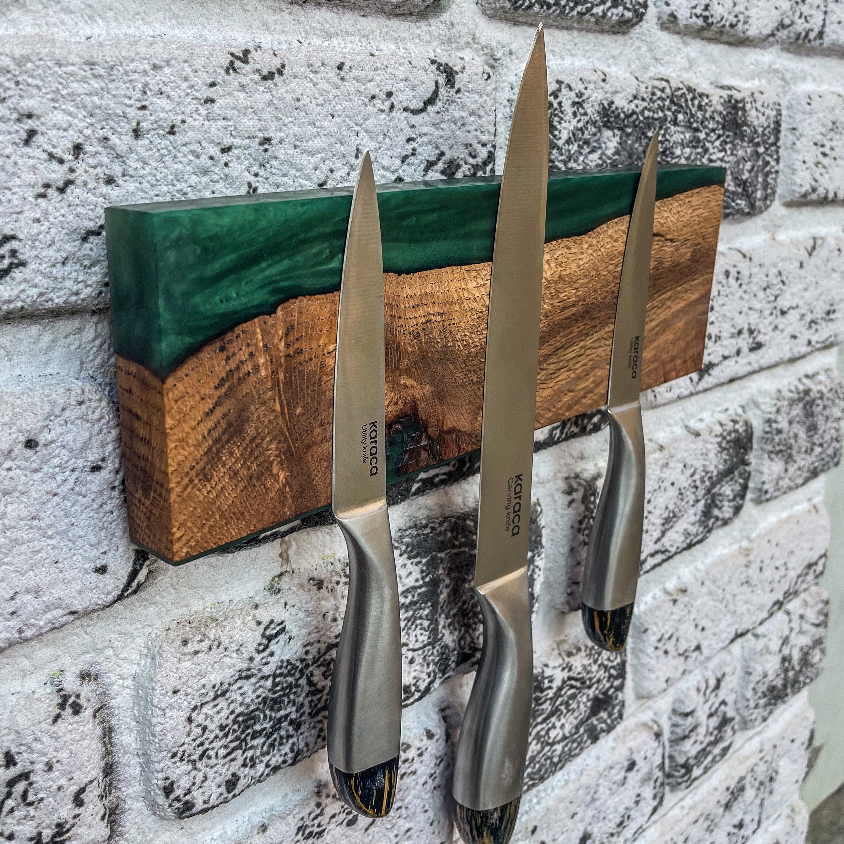 Magnetic Knife Board, Modern Epoxy Wood Knife Holder for Kitchen, Wood ...