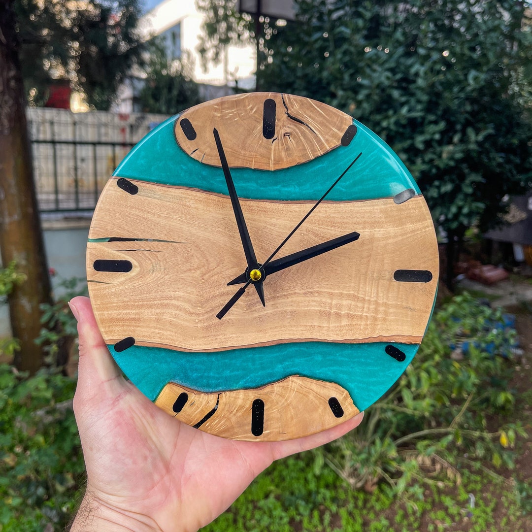 Olive Wood Wall Clock, Epoxy Wall Clock, Olive Wooden Wall Clock, Live ...