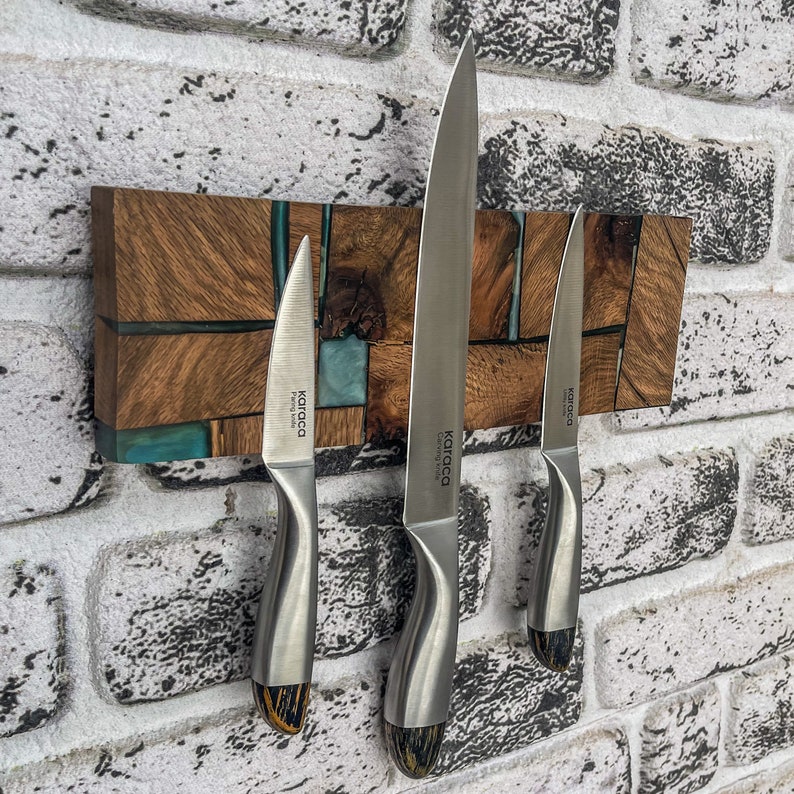 Kitchen Resin Magnetic Knife Holder, Handmade Knife Holder, Wood ...