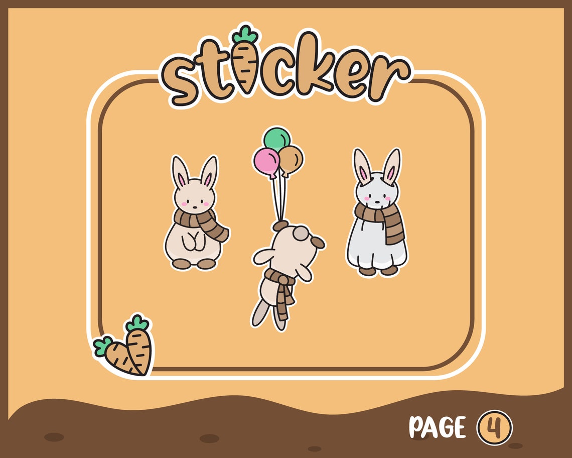 15 Cute Rabbit Sticker Bundle Printable PNG & SVG Stickers Digital ...