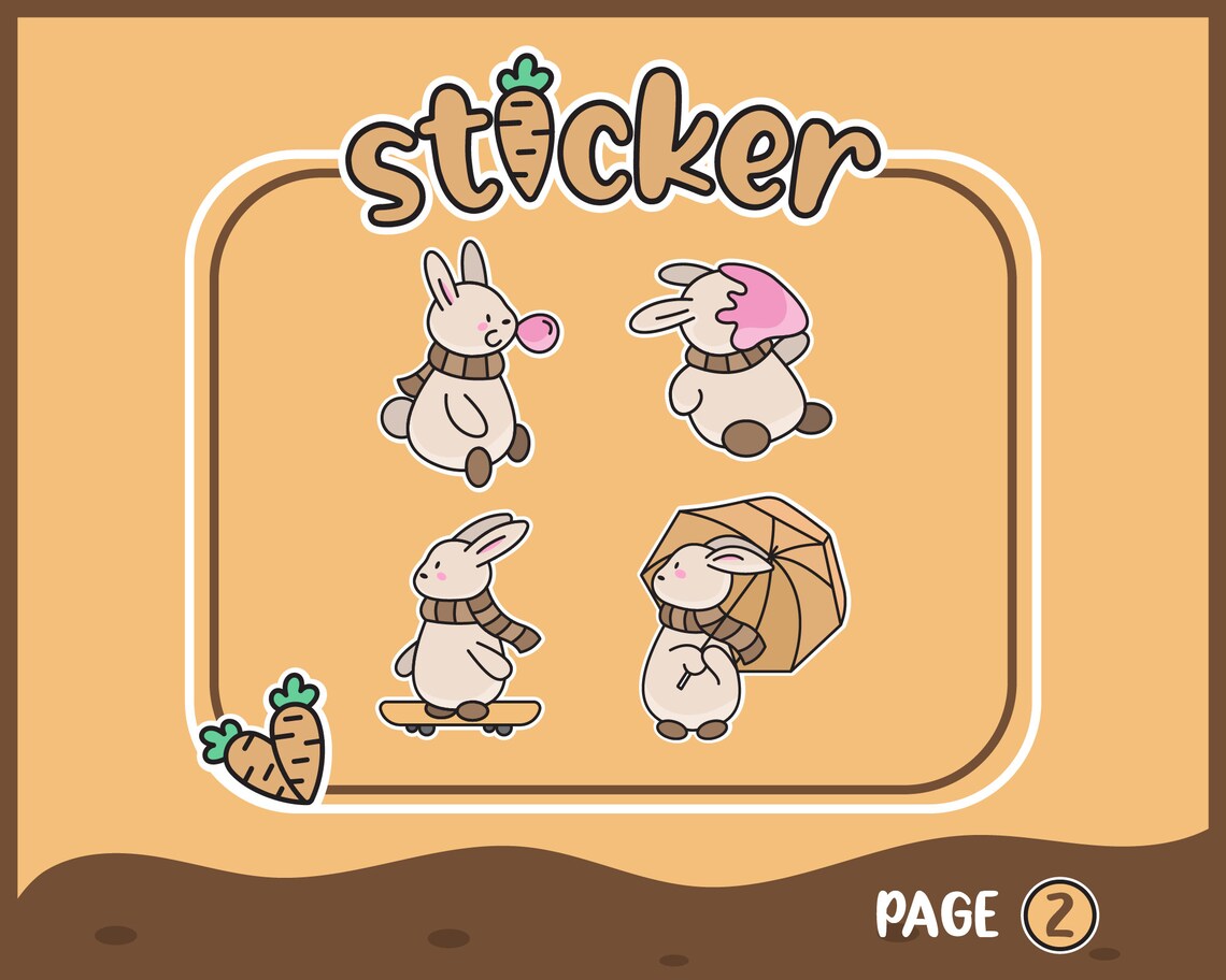 15 Cute Rabbit Sticker Bundle Printable PNG & SVG Stickers Digital ...