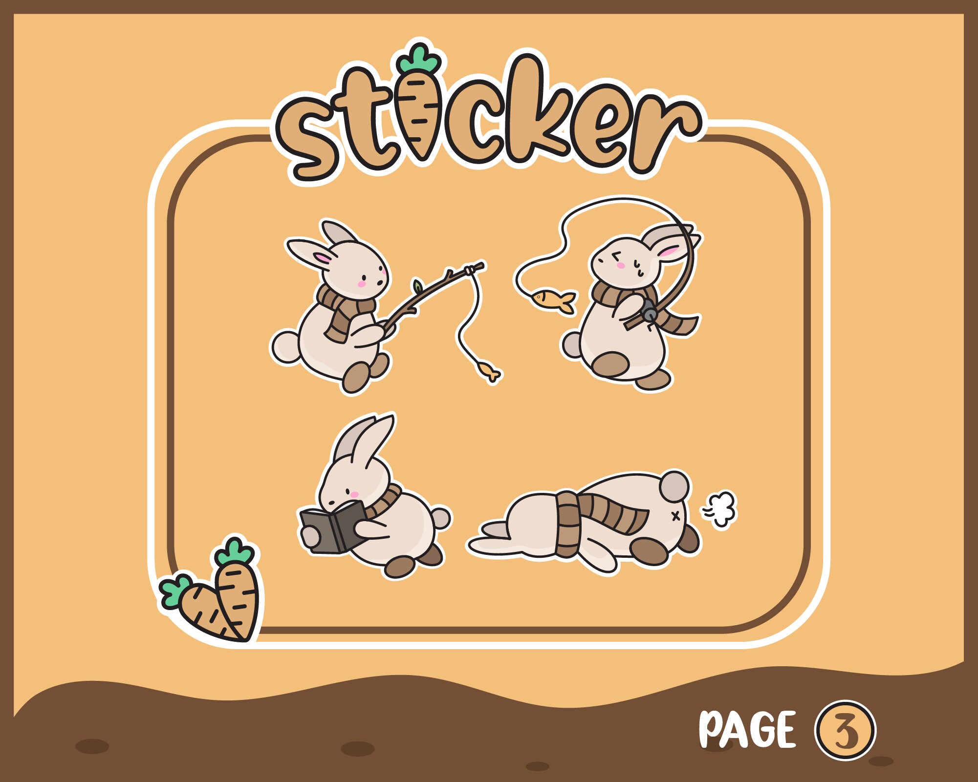 15 Cute Rabbit Sticker Bundle Printable PNG & SVG Stickers - Etsy