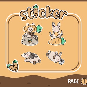 15 Cute Rabbit Sticker Bundle Printable PNG & SVG Stickers Digital ...
