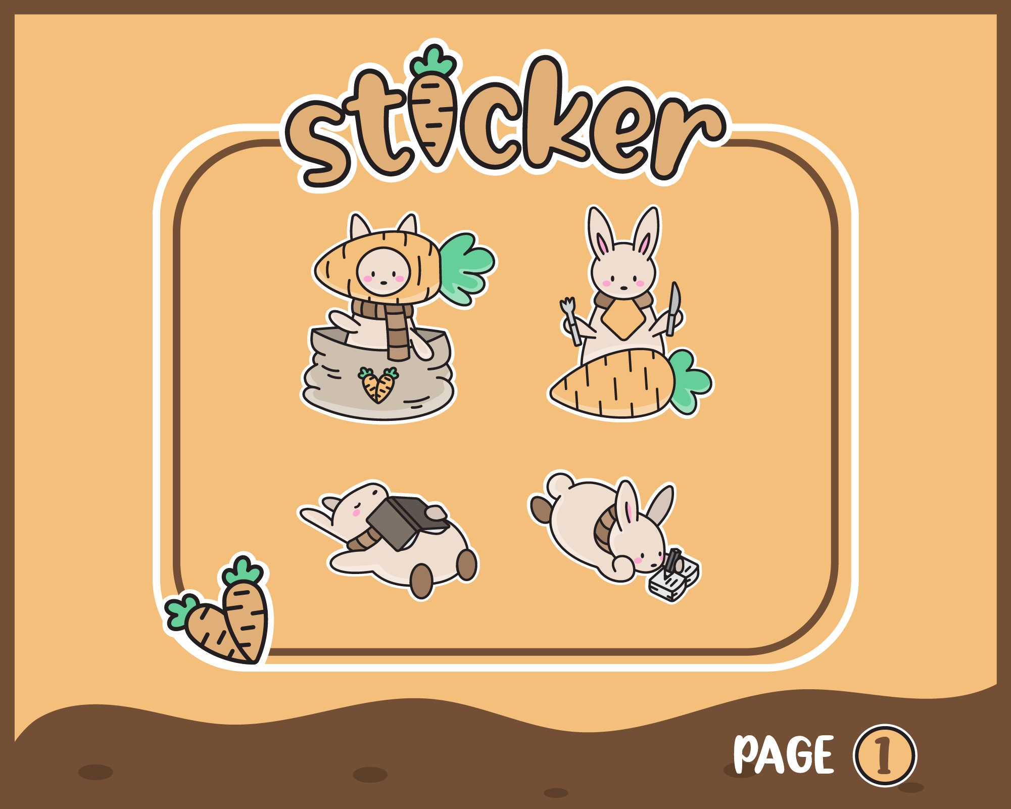 15 Cute Rabbit Sticker Bundle Printable PNG & SVG Stickers Digital ...