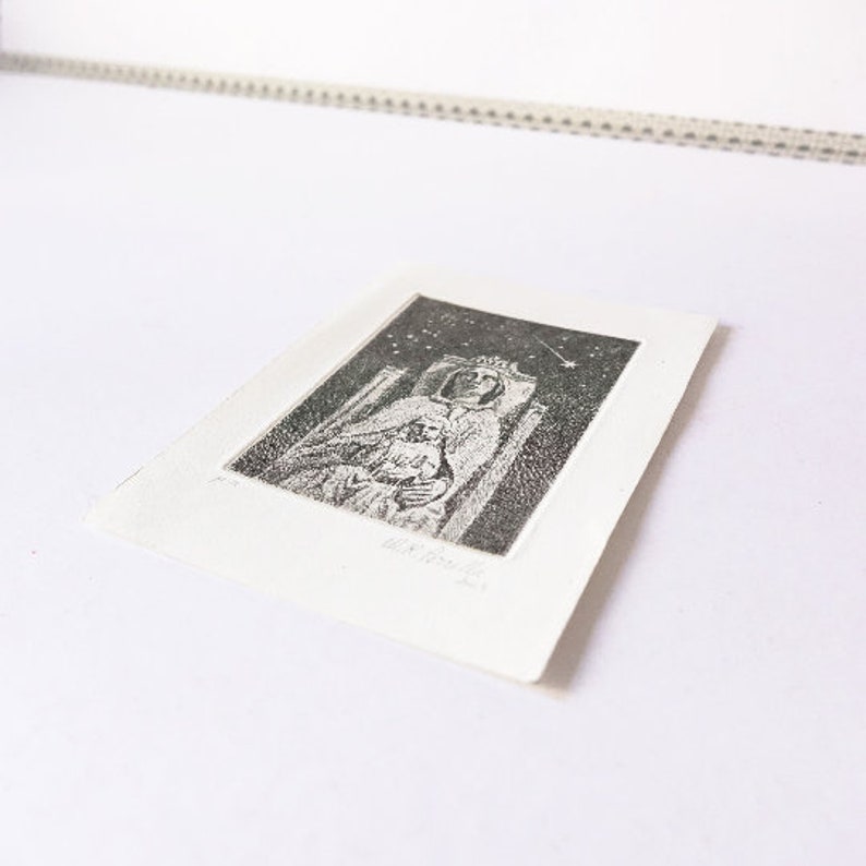 Holy Icon Mother Barge, Madonna With Child and Star, Etching on Copper ...