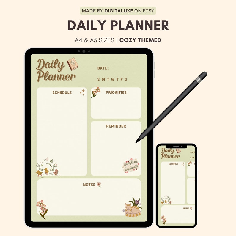 Cute Daily Planner, Digital Planner for Goodnotes & Notability on Ipads ...