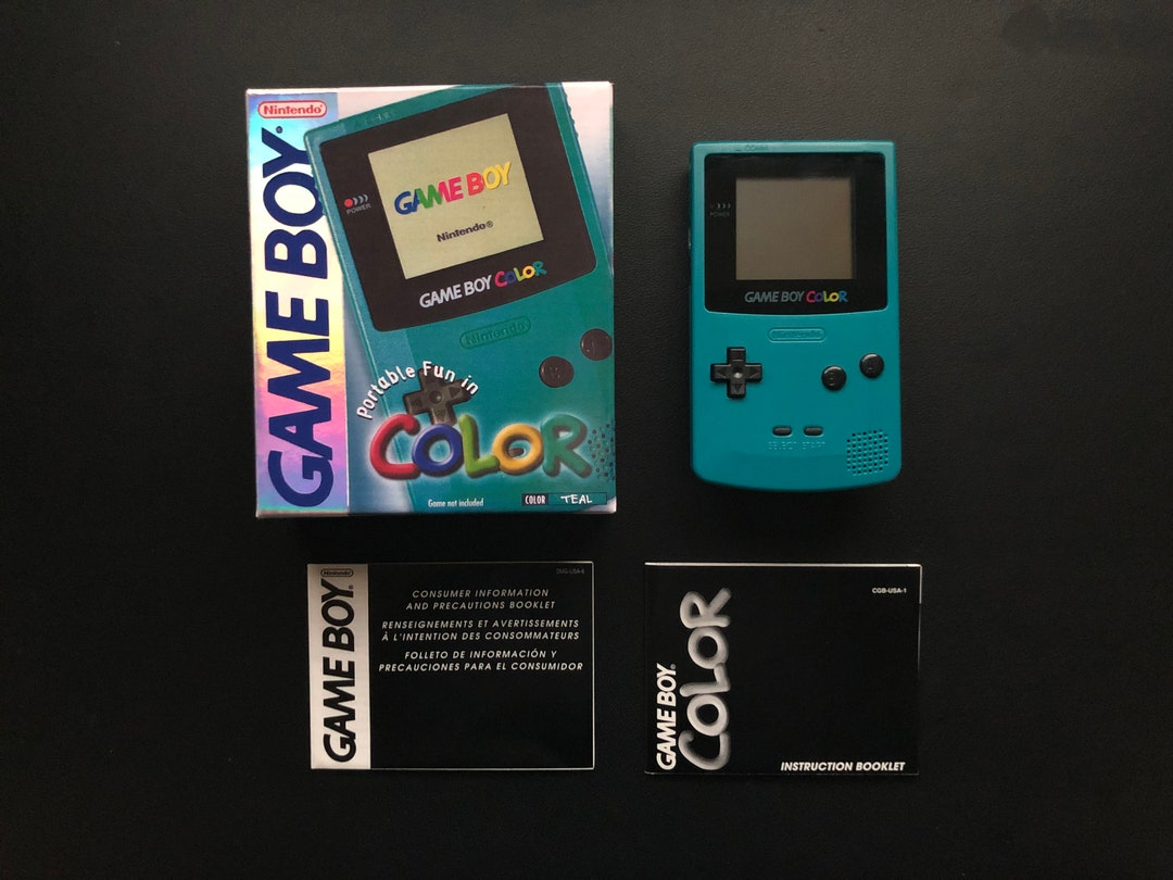 Nintendo Game Boy Color Console Teal Blue Complete in Box - Etsy