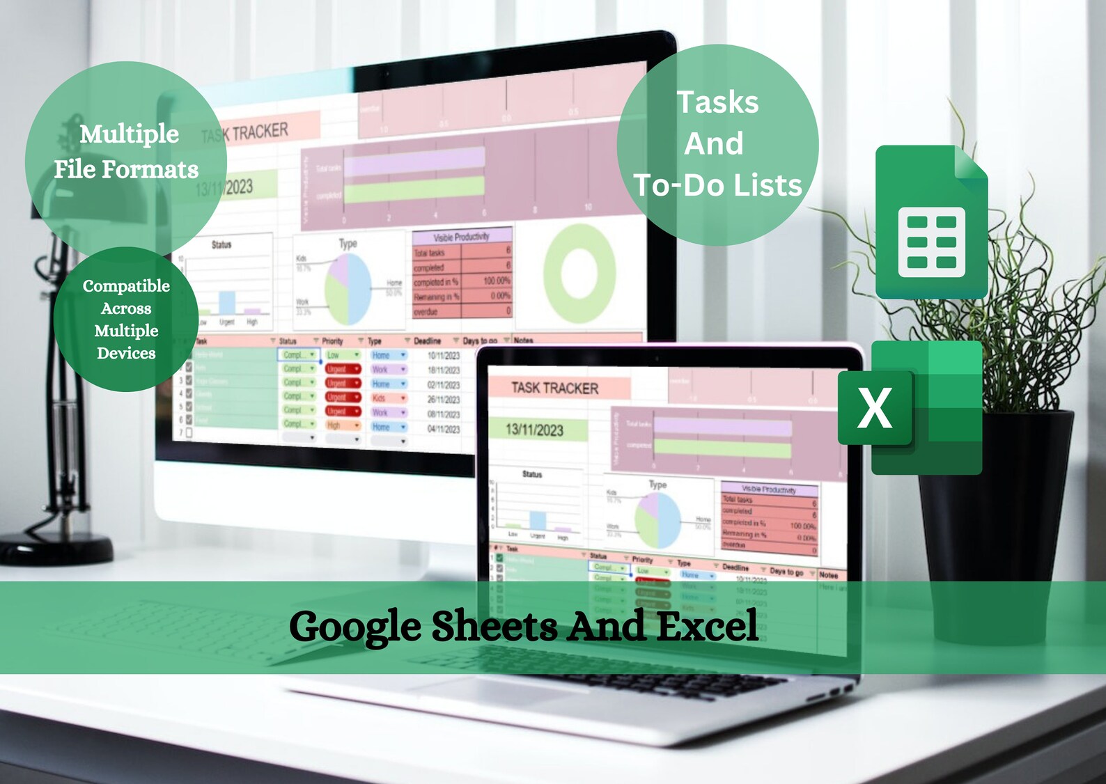 Daily task Tracker Template Spreadsheet Excel Sheet and Google Sheets ...