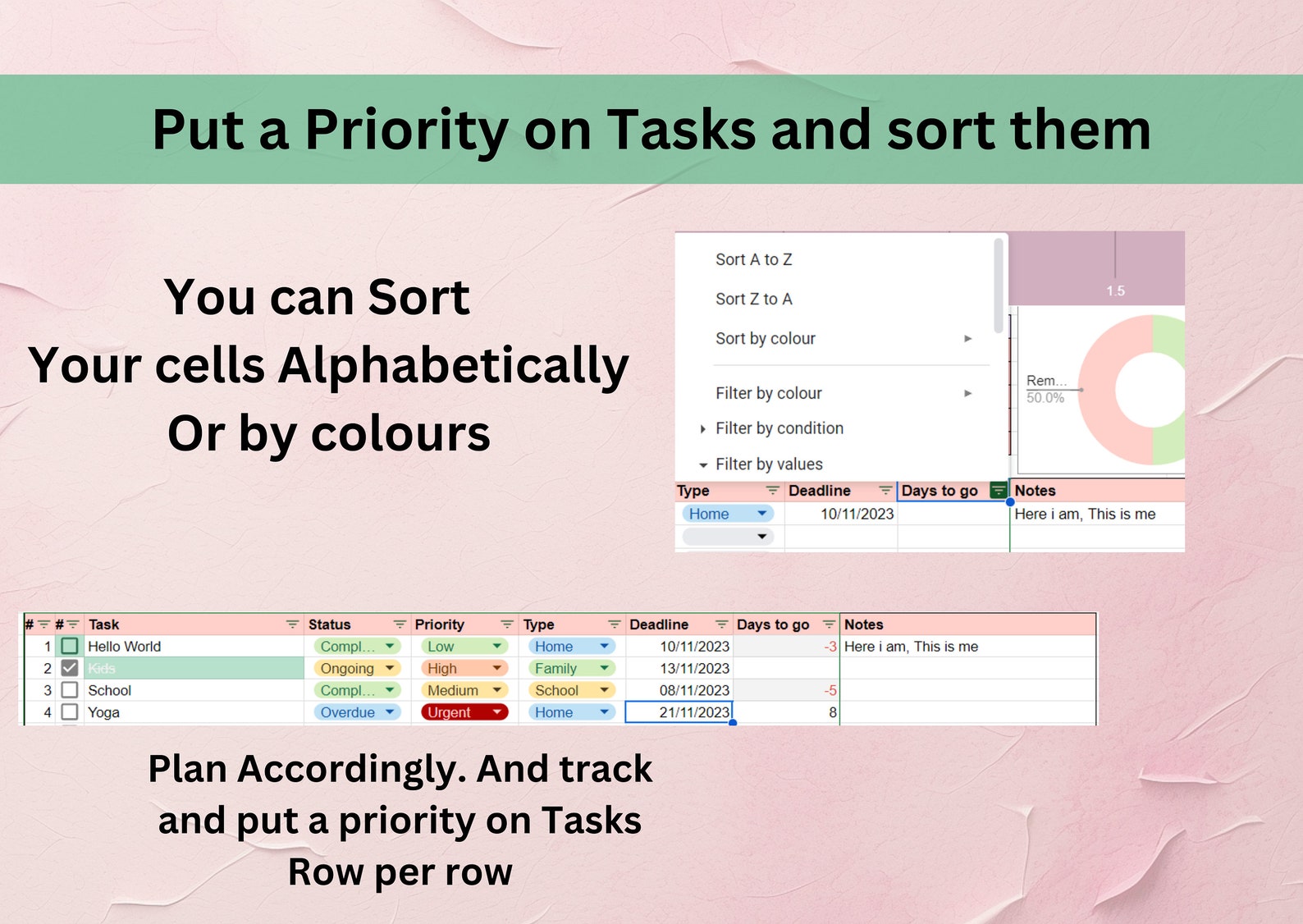 Daily task Tracker Template Spreadsheet Excel Sheet and Google Sheets ...