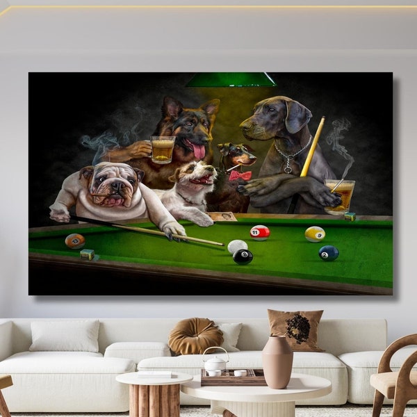 Dogs Playing Pool - Etsy