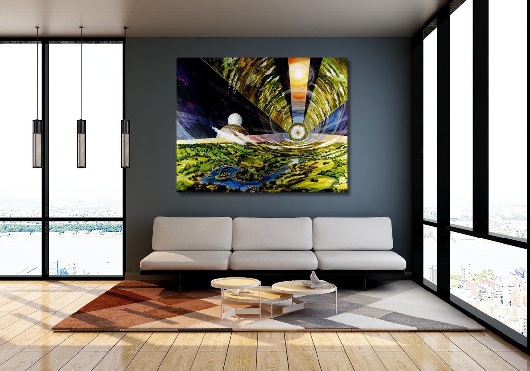 NASA Space Colony Artwork,futuristic Space Settlement Canvas Art,outer ...