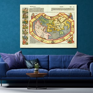 1493 Map of the World Hartmann Schedel Canvas Print,hartmann Schedel Old World Map Canvas Poster ...