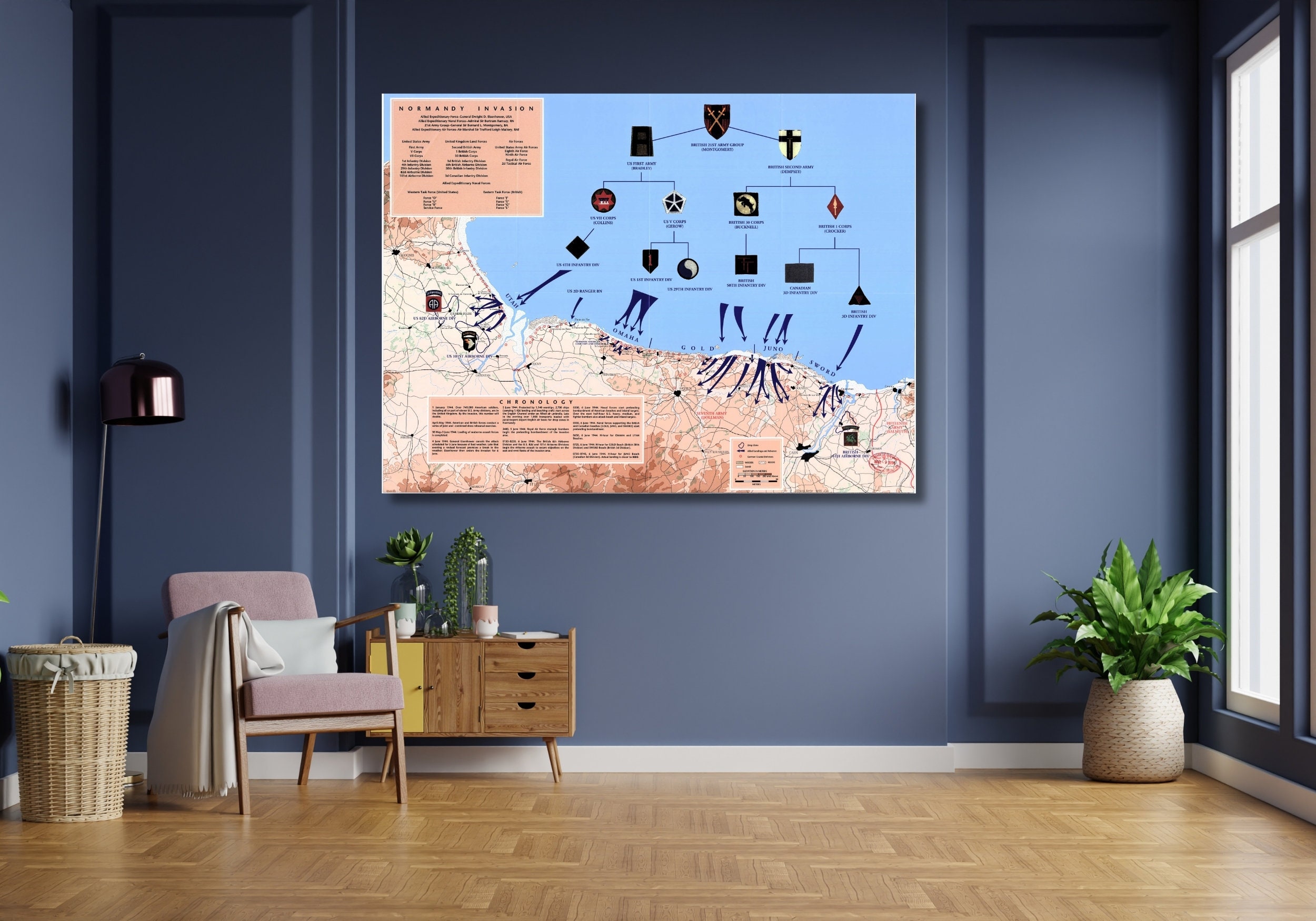 Map of D-day Normandy 6th of June 1944 Canvas Print,normandy Map Poster ...